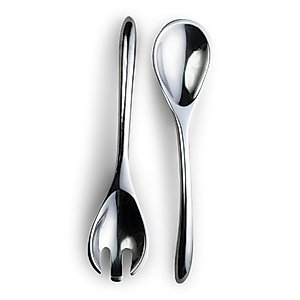 Smooth Aluminum Serving Utensils with Elegant Contemporary Handles- Great for Serving Salads, Vegetables- Perfect for Holiday Dinner Parties and Entertaining or Every Day Use