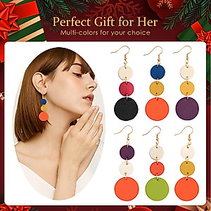 GELVTIC Leather Earrings Dangle Drop for Women, Teardrop Earrings Lightweight for Her (73-Blue/Yellow/Orange)