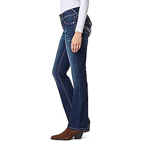 WallFlower Women's Size Luscious Curvy Bootcut Mid-Rise Bling Insta Stretch Juniors Jeans (Standard, Vici, 14 Plus