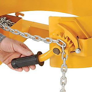 Global Industrial Forklift Tilting 55 Gallon Drum Dumper, Steel, Yellow, 800 Lb. Capacity