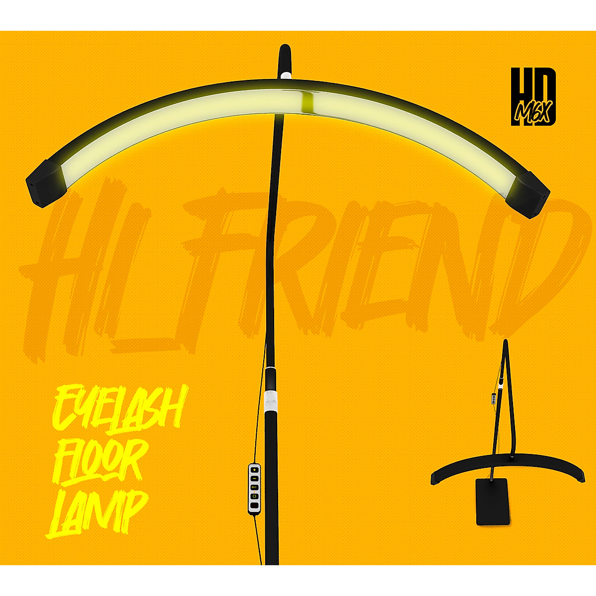 Hi_Friend Eyelash LED Floor Light, Half Moon Lamp for Lash Extension, Lighting for Beauty, Skincare, Lashes, Eyebrows, Filming Content Creation (Black)