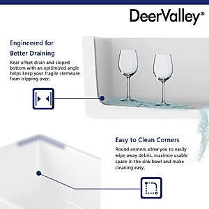 Double Bowl Kitchen Sinks,DeerValley DV-1K028 33" L x 18" W White Farmhouse Ceramic Reversible Double Bowl Farmhouse Front Porcelain Sink with Apron