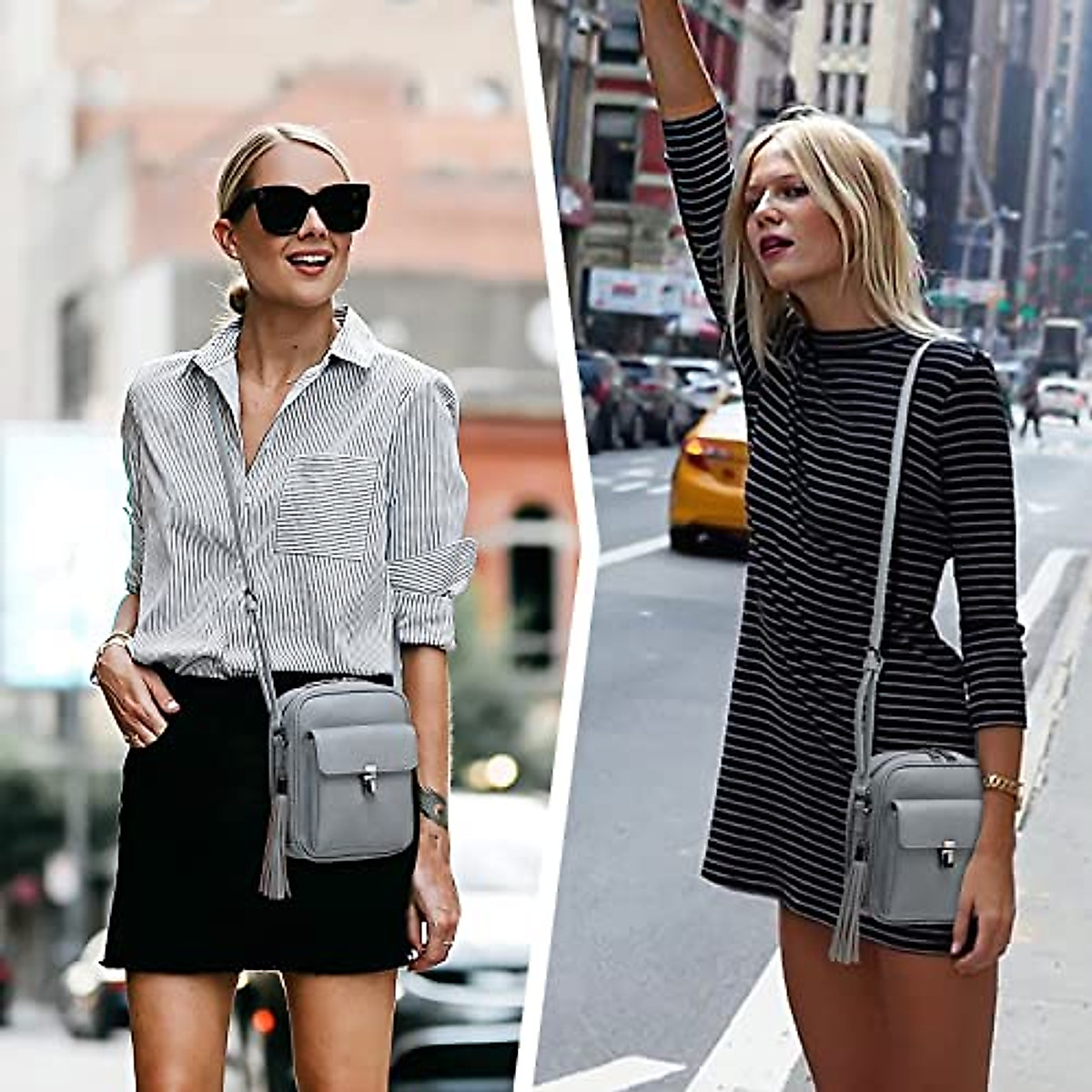 Keyli Crossbody Cell Phone Bags for Women Fashion Casual Leather Small Crossbody Purse Double Zipper waterproof Anti-theft Shoulder Bag Handbag Satchel Wallet with Card Slots Tassel Blue