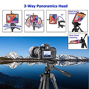 67 inTablet Ipad Tripod Stand Holder with Shutter and Cold Shoe Mount for iPad Pro 12.9/11 Air Mini, iPhone Galaxy, Applied Video Recording, Live Stream, Watching, 4~15 inch Devices