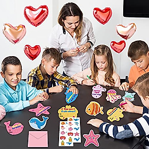 Tevxj 36 Sets Valentine's Day Gift Cards with Cute Animal Bookmarks for Kids Valentine’s Party Favor Stickers School Classroom Exchange Supplies