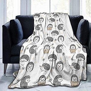 YISHOW Hedgehogs Seamless Pattern Fleece Couch Blanket,Plush Warm Flannel Throws Blankets for Youth Adult 60"X50"