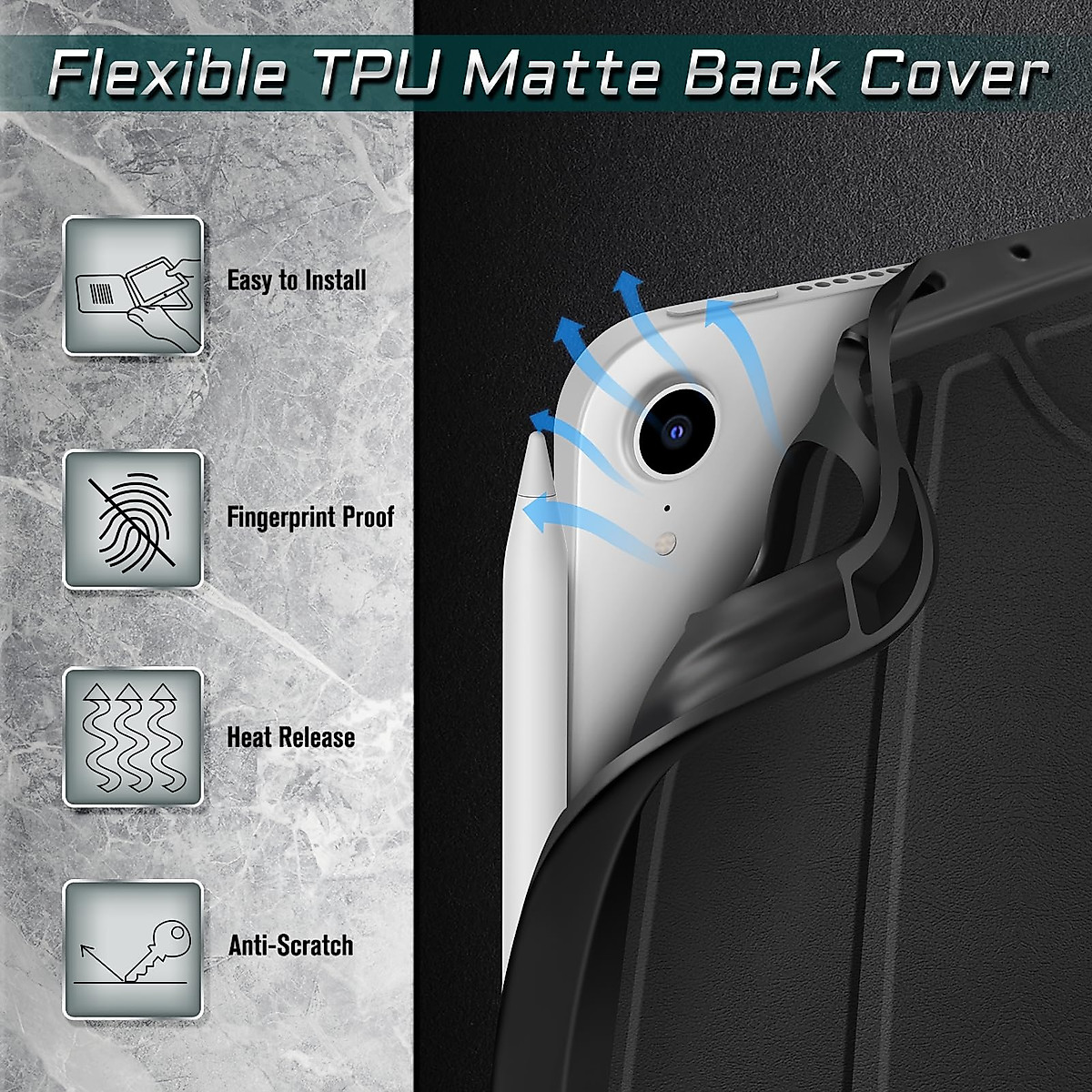 Fintie Magnetic Case for iPad Mini 7 (A17 Pro) 2024 / iPad Mini 6 2021 - Multiple Angle Shockproof Rugged Stand Case, Soft TPU Back Cover for iPad Mini 7th/6th Generation 8.3 Inch, Black