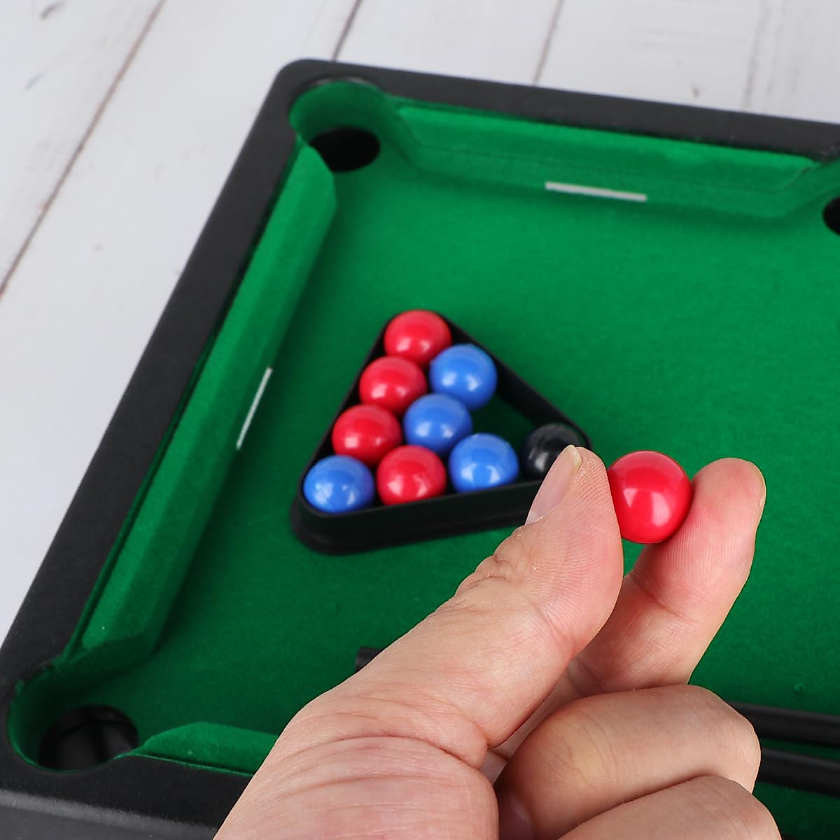Mini Pool Table Tabletop Desktop Billiards Snooker Game with 2 Sticks, 11 Balls Home Office Desk Stress Relief Games