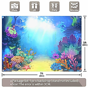 ZTHMOE 7x5ft Fabric Summer Under The Sea Photography Backdrop Little Mermaid Princess Girl Background Birthday Party Ocean Baby Shower Decorations Photo Banner Props