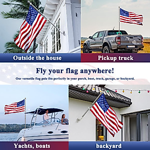 PHITRIC 5 FT Flag Pole, Tangle Free Spinning Stainless Steel Weather Resistant Rustproof Flagpole for 3x5 Sports Fan Outdoor Flags 1" Dia Flag Poles for Outside House, Wall-Mounted (Without Bracket)