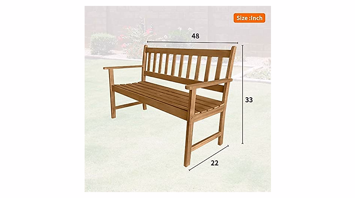 Outdoor Patio Bench - Sturdy Acacia Wood Seating for Outdoors