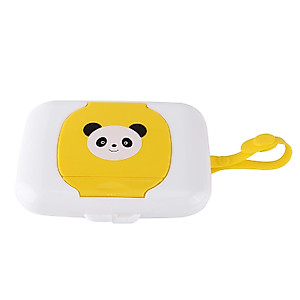 Baby Wet Wipes Box, Wet Tissue Box Yellow Panda Cartoon Baby Wet Tissue Box Baby Wipes Dispenser for Keeping Wipes Fresh