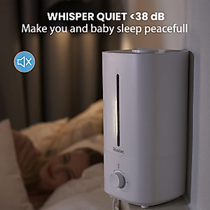 Rilextec Humidifiers for Bedroom Large Room, 4.5L Cool Mist Humidifiers Quiet for 37H, 360° Rotation Nozzle, Top Fill Room Humidifiers for Babies Nursery, Office, Indoor Plants