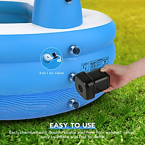 QPAU Inflatable Swimming Pool, Blow Up Pool,Inflatable Pool with Basketball Hoop Family Pool for Kids, Adults, Outdoor, Backyard, Pool Party