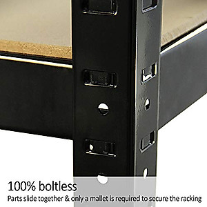 Heavy Duty 5 Tier Metal Garage Shelving Unit Boltless Storage Shelves Shed Kitchen Racking Office Storage Rack Industrial Shelf,150cm x 70cm x 30cm, 875KG Capacity, Black
