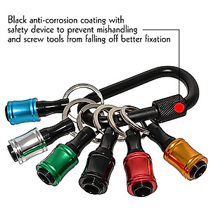 LUEXBOX 1/4 Inch Bit Holder Keychain, Hex Screwdriver Bits Holder Extension Bar, Quick Change Screw Bit Holder for Most Electric, Hand-held Screwdrivers and Drill Bits(6 PCS)