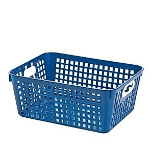 Really Good Stuff Large Plastic Book Baskets, 13¼" by 10" by 5½" - Single, Navy | Classroom Library Organizer, Toy Storage, Multi-Purpose Organizer Basket