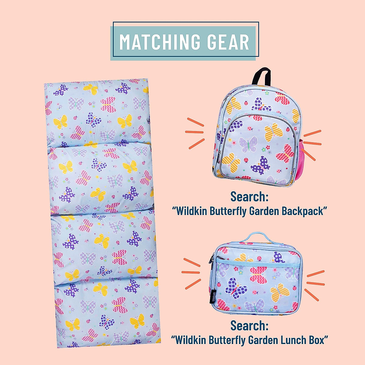 Wildkin Kids Floor Lounger: Ideal for Boys and Girls, Travel-Friendly, Perfect for Sleepovers - Pillow Lounger for Kids, Requires Standard Size Pillows Not Included (Butterfly Garden)