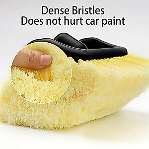 MOFEEZ 10" Car Wash Brush with Soft Detailing Bristle, Flow-Thru Dip Brush for Car Boat RV Camper Truck Washing