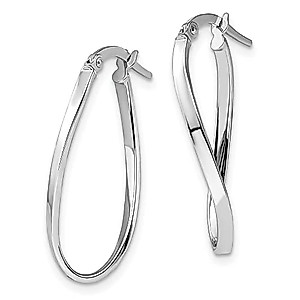 14K White Gold Oval Hoop Earrings