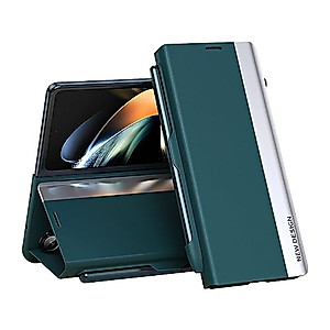 Cell Phone Case For Samsung Galaxy Z Fold 5 2023 Magnetic Translucent Plating Leather Flip Case + PC Smart Full Body Protective Shell Stand Holder Cover For Samsung Galaxy Z Fold 5 2023 Smart Device C