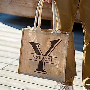 JIAWEI Custom Burlap Bag Jute Burlap Tote Bags, Present Bag with Handles,Reusable Beach Bag Custom Twelve Constellations