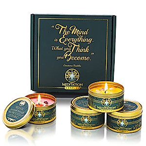 Scented Crystal Candles for Women Gift Set - Aromatherapy Candles with Crystals Inside - Meditation Candles - Clean and Slow Healing Candles - Fancy Candles for Birthday or Any Occasion - 4 Pack