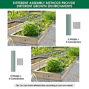 JCKHXG Garden Hoops for Raised Bed, 6 Sets of 8FT Long Greenhouse Hoops Grow Tunnel, Rust-Free Fiberglass Support Hoops Frame for Netting, DIY Plant Support Garden Stakes for Row Cover, 36pcs