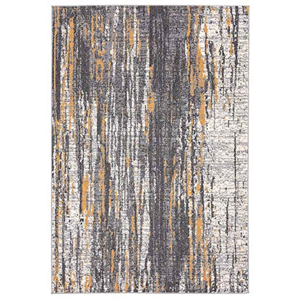 Abani Rugs Grey & Yellow Painted Pattern Area Rug Bold Rugged Contemporary Modern Style Accent, Laguna Collection | Turkish Made Superior Comfort & Construction | Stain Shed Resistant (5' x 7')