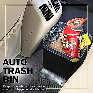 Car Trash Can Large Capacity Automotive Garbage Bin 1.4 Gallon Stability Flap for Cars & Trucks Leakproof Auto Garbage Bin & Car Trash Waste Container for Vehicles Black with Trash Bag (Black)