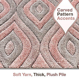 Well Woven Moira Pink Geometric Trellis Thick Soft Plush 3D Textured Shag Area Rug 8x10 (7'10" x 9'10")