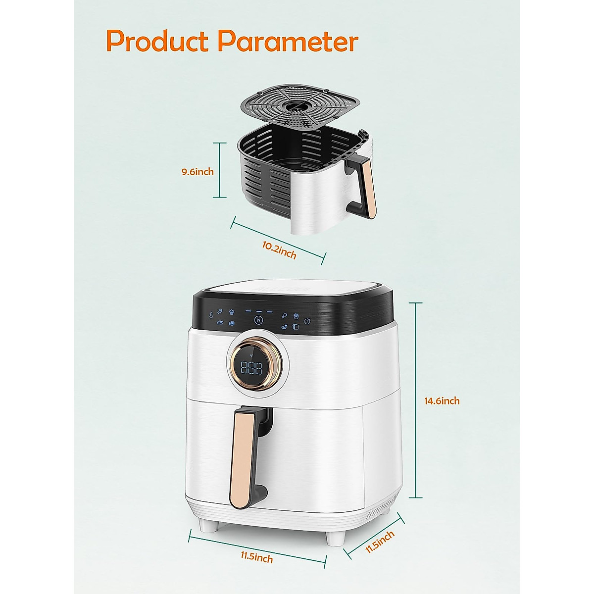 Air Fryer, ALLCOOL Airfryer Oven 8QT Large Air Fryer 1700W 8-in-1 with Touch Screen Air Fryers Dishwasher Safe Nonstick Tray Freidora de Aire 32 Recipes BPA & PFOA Free White Air Fryer