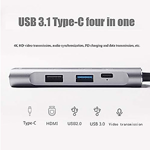 XUNMAIFHB Portable Docking Station,Type-c Docking Station USB3.0 Converter 4k MacBook to HDMI PD HUB HDMI USB2.0 USB3.0 Video Transmission Fast Transmission