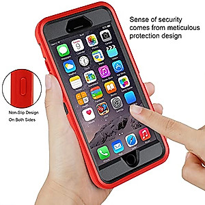 for iPhone 6 Plus/6S Plus Case,Heavy Duty 3 in 1Built-in Screen Protector Full Body Shockproof Dust-Proof Drop-Proof Durable Phone Cover for iPhone 6 Plus/6S Plus 5.5" Red/Black