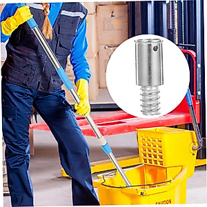 MERRYHAPY 4 Pcs Metal Pole Mop Accessories Metal Thread Tip Tips for Handle Broom Handle Threaded Tip Handle Tips for Poles Handle Threaded End Threaded Handle Tips Pole Adapter for Mop