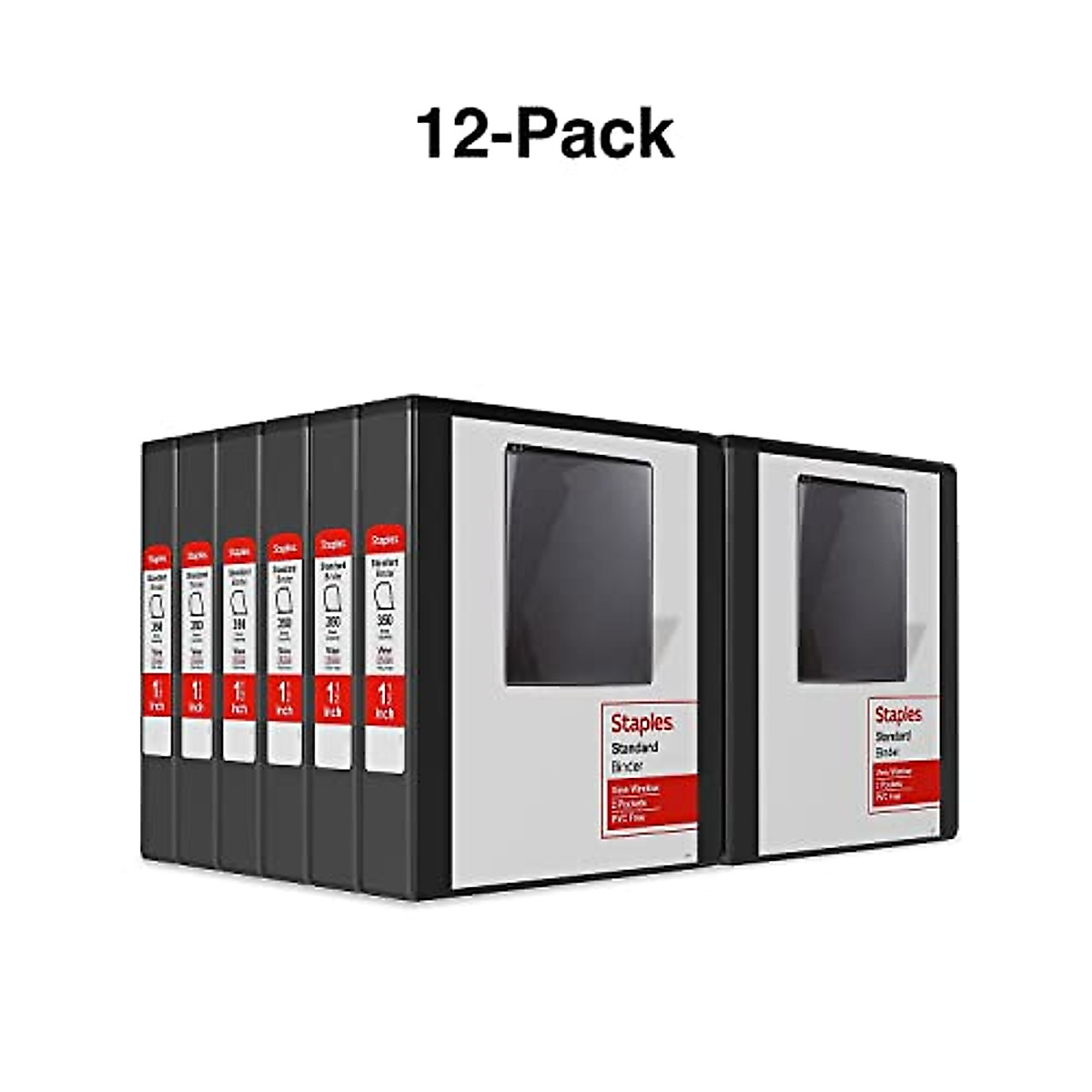 Staples 2661500 Standard 1.5-Inch 3-Ring View Binders Black 12/Carton (26437Ct)