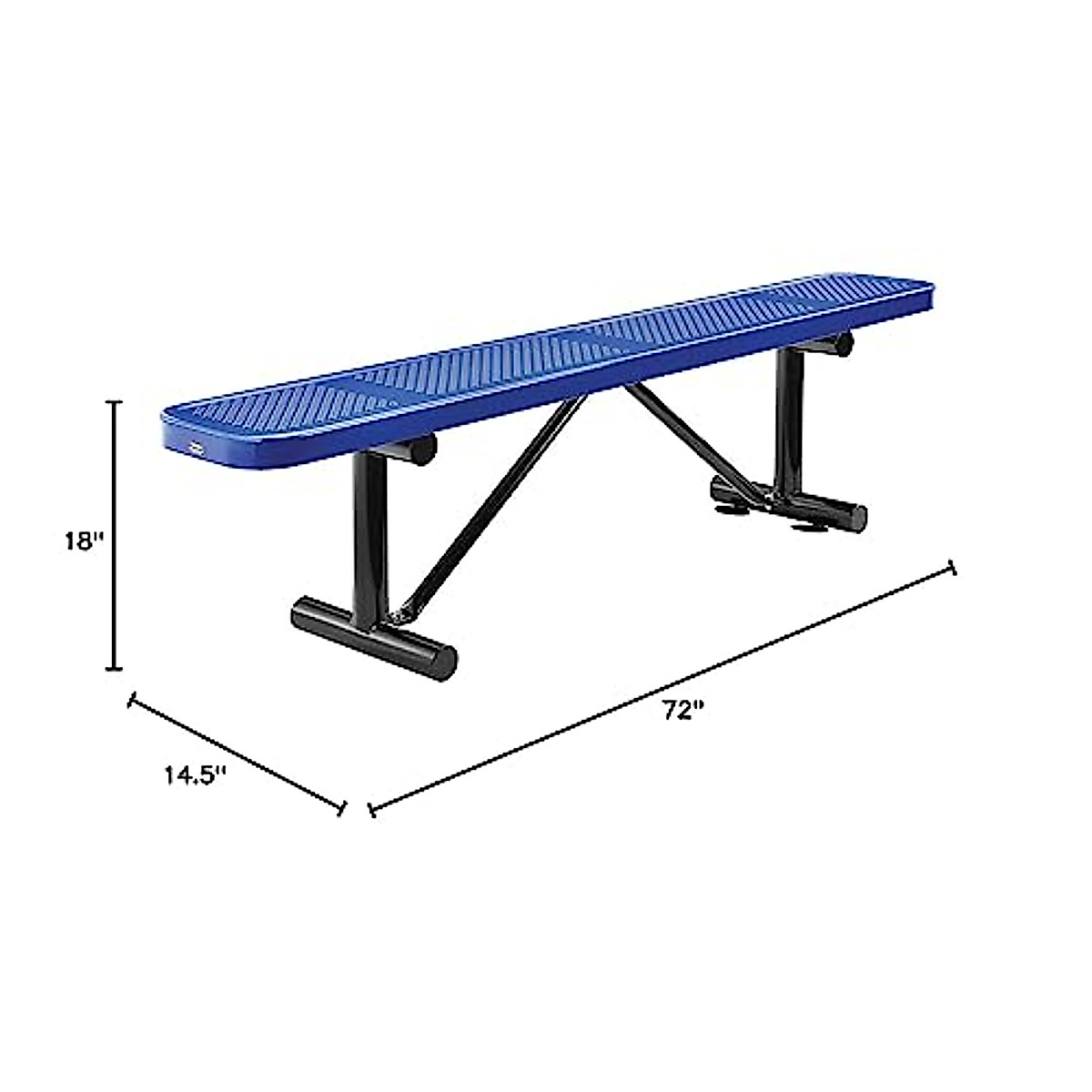 Global Industrial 72" Perforated Metal Outdoor Flat Bench, Blue