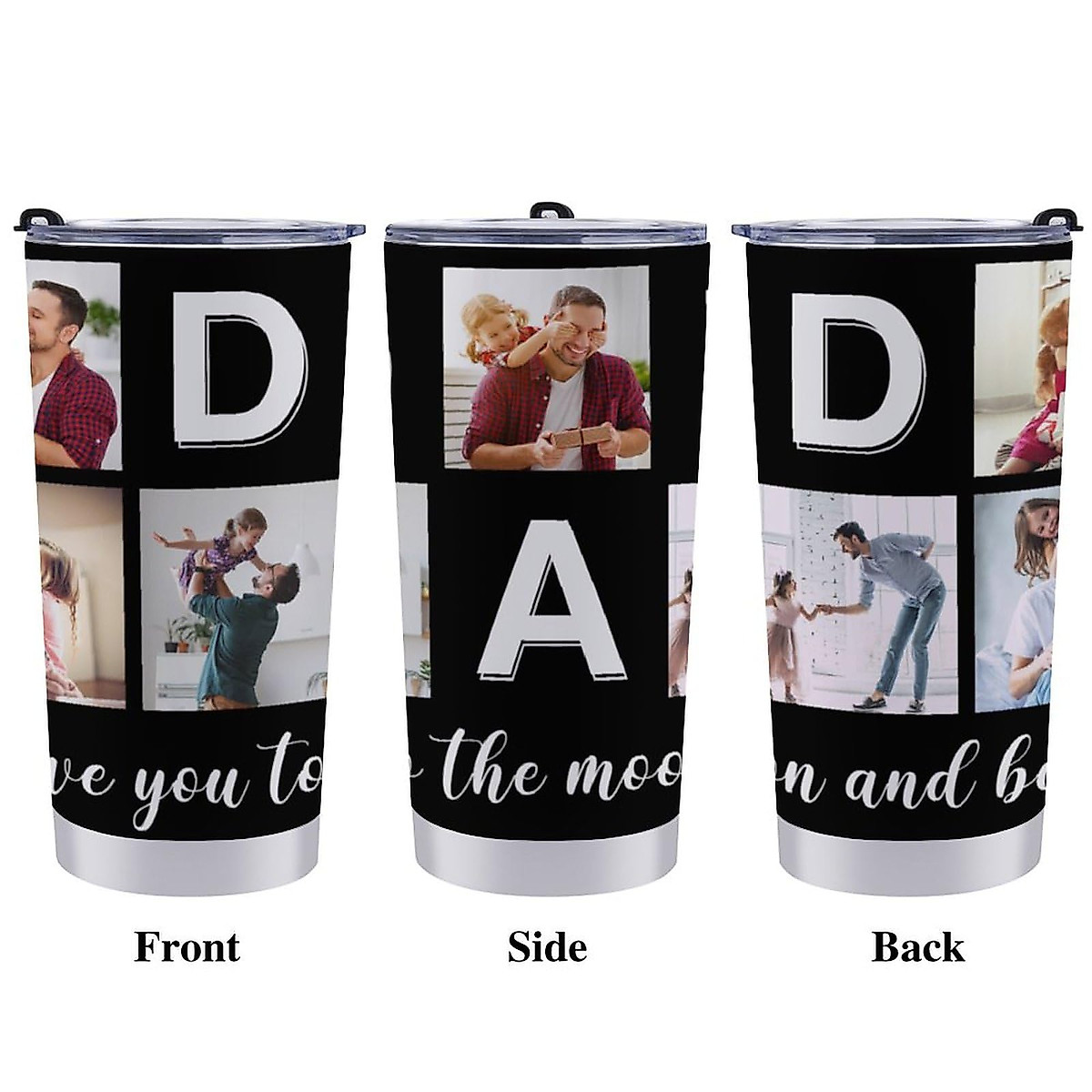 Personalized Picture Travel Tumbler for Dad Gift on Father's Day from Daughter Son Custom Coffee Mug Cup