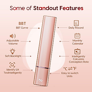 Femometer Smart Basal Thermometer, Intelligent BBT Thermometer with Bluetooth and Backlight, Fertility Monitor Period Tracker, Sync with Femometer APP, Gold