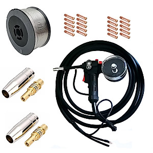 PreAsion 200Amp Aluminum Spool Gun Mig Torch Welding Gun 16.4ft Cables Fit Miller210 Spoolmate 3035 for Aluminum Stainless Steel copper Iron with1.1LB 0.8MM Welding Wire 20 Contact Tips
