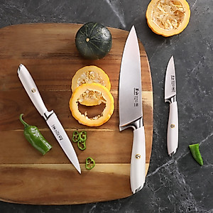 Cangshan L1 Series 1026924 German Steel Forged 3-Piece Starter Knife Set, White