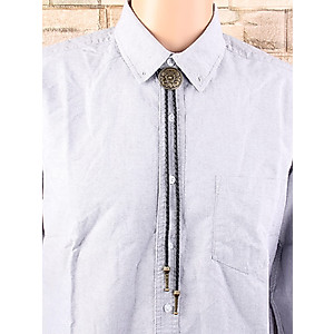 Bolo Tie for Women Men Gold Flower Cowboy Necklace Rodeo Leather Necktie Bolo Western Necklace Cowboy Bolo Tie