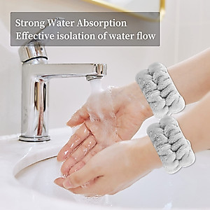 SLNZAPTY 12 PCS Face Wash Headband Wristband Set for Women Girls, Soft Microfiber Facial Spa Hair Wraps Makeup Skincare Bath Headbands Wrist Bands for Washing Face（White, Pink, Gray, Black）