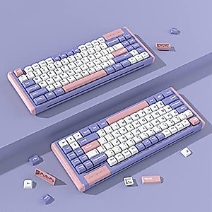 DUSTSILVER Wireless Keyboard Mechanical Gaming Keyboard Hot-swappable RGB Backlit Supports BT 5.0/2.4G Wireless/Wired 3 Modes Brown Switch 84 Keys Programmable Macro for Windows/MacOS Lilac