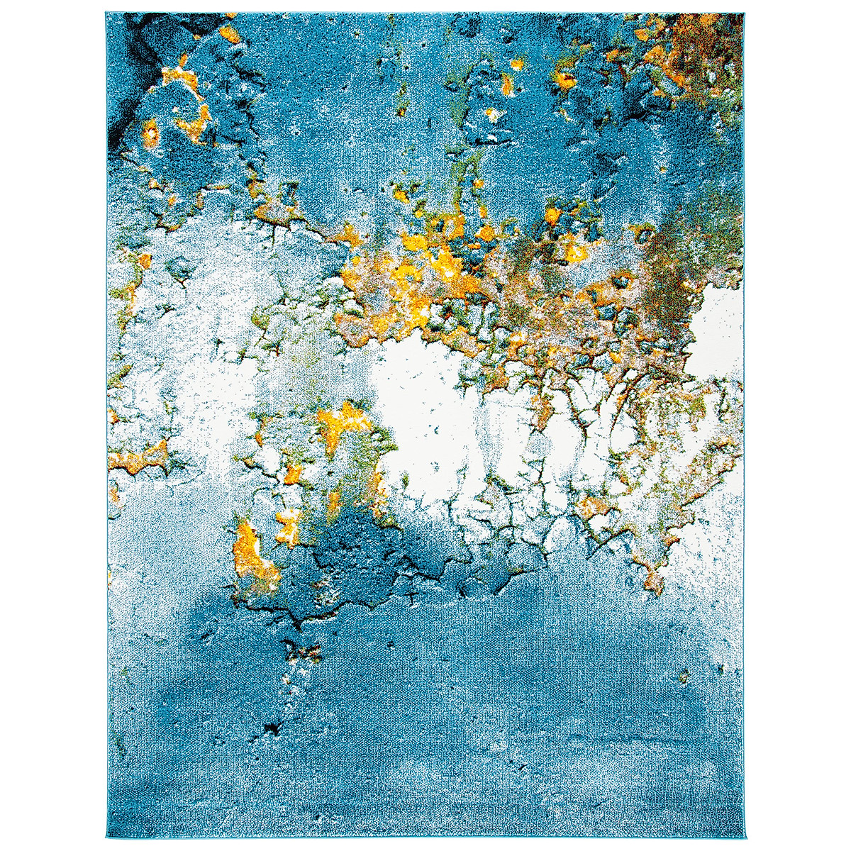 SAFAVIEH Glacier Collection 8' x 10' Blue/Gold GLA125M Modern Abstract Non-Shedding Living Room Bedroom Dining Home Office Area Rug