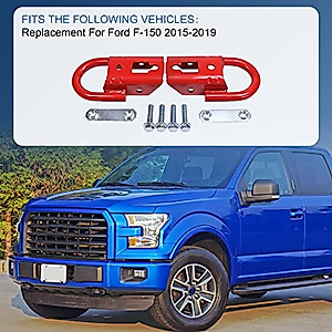 JDMSPEED New Towing Hook Red Front Pair FL3Z17N808A FL37-17N808-A Replacement For Ford F-150 2015 2016 2017 2018 2019