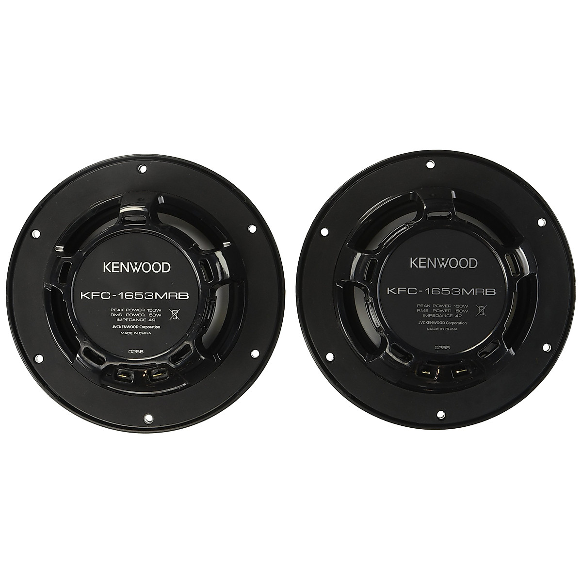Kenwood KFC-1653MRB 6.5" Black Marine 2 Way Speakers 150 Watts