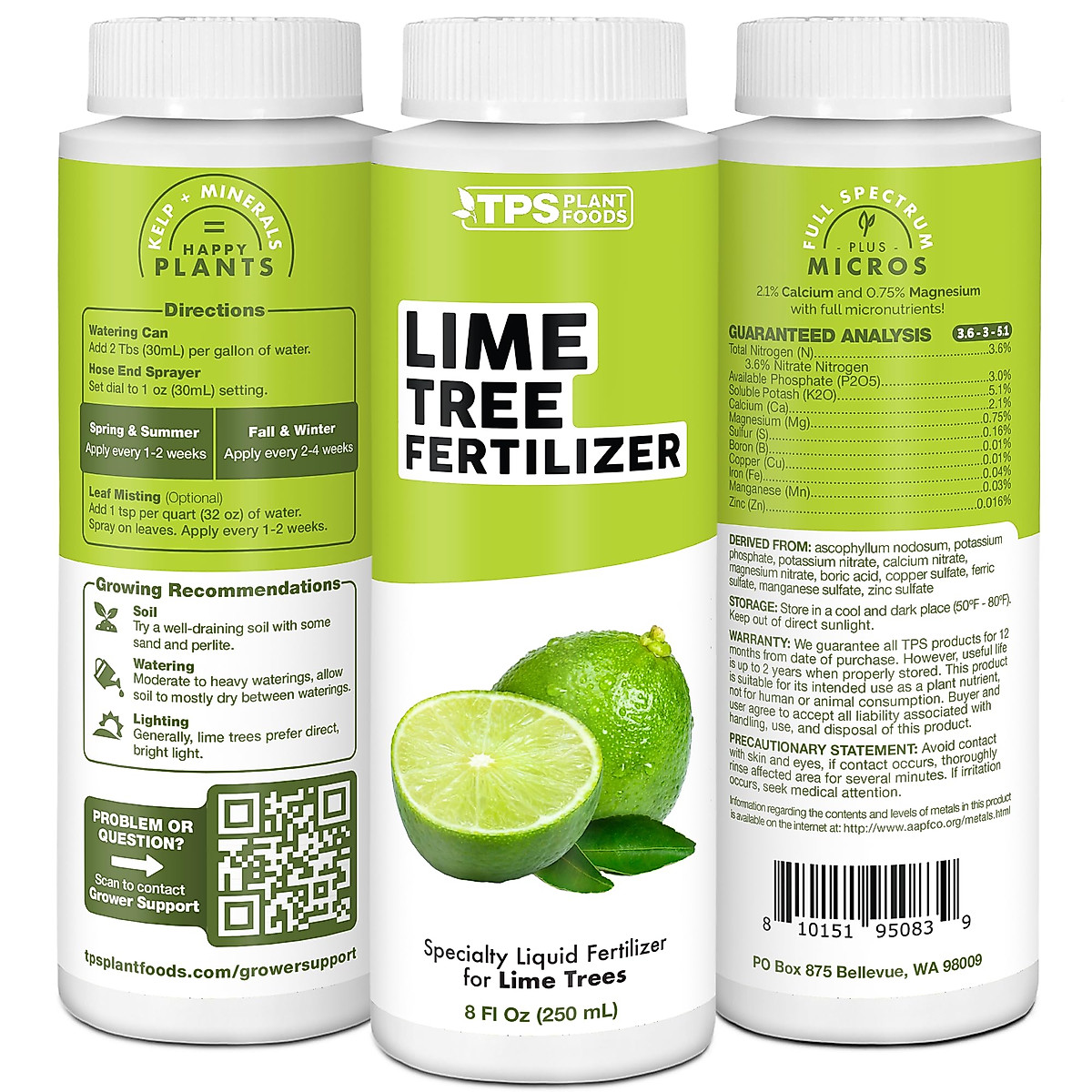 Lime Tree Fertilizer for All Lime and Citrus Trees, Liquid Plant Food 8 oz (250mL)