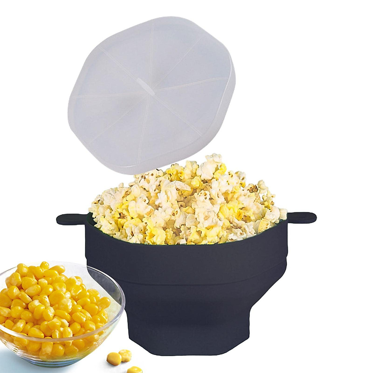 Popcorn Bowl, Large Microwave Popcorn Maker, Creative Microwave Heating Bowl, Collapsible Bowl, Silicone Seasoning Bowl, Popcorn Bowl Set for Kitchen, Family, Kids, Movie Night