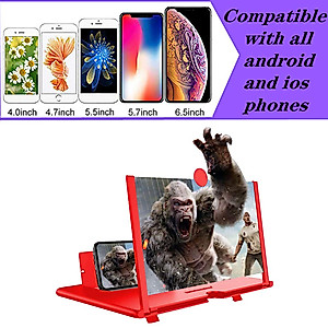 Boolian 3D Screen Magnifier 12-inch HD Mobile Smartphone Video Magnifier Support X / 8/8 Plus / 7/7 Plus / 6 / 6s / 6 Plus / 6s Plus and All Other Smartphones